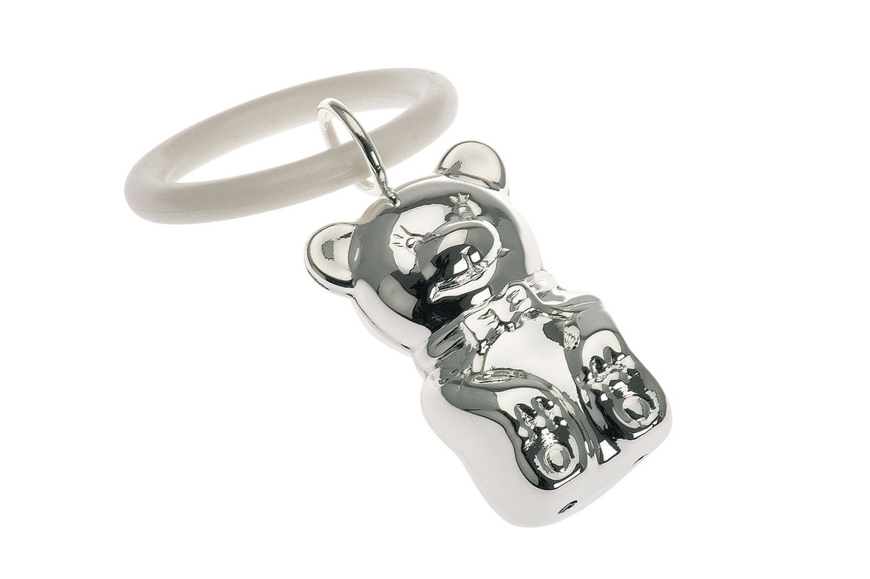 Baby Rassel mit Greifring und Silber Bärchen